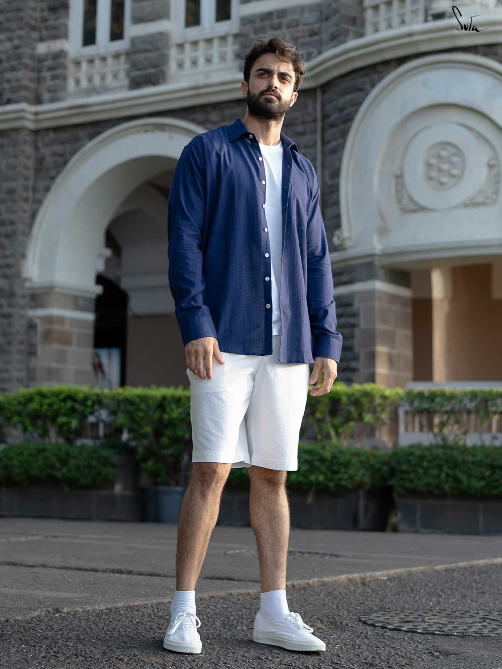 Handloom Cotton Navy Blue Shirt For Men|Blue Brew|Suta