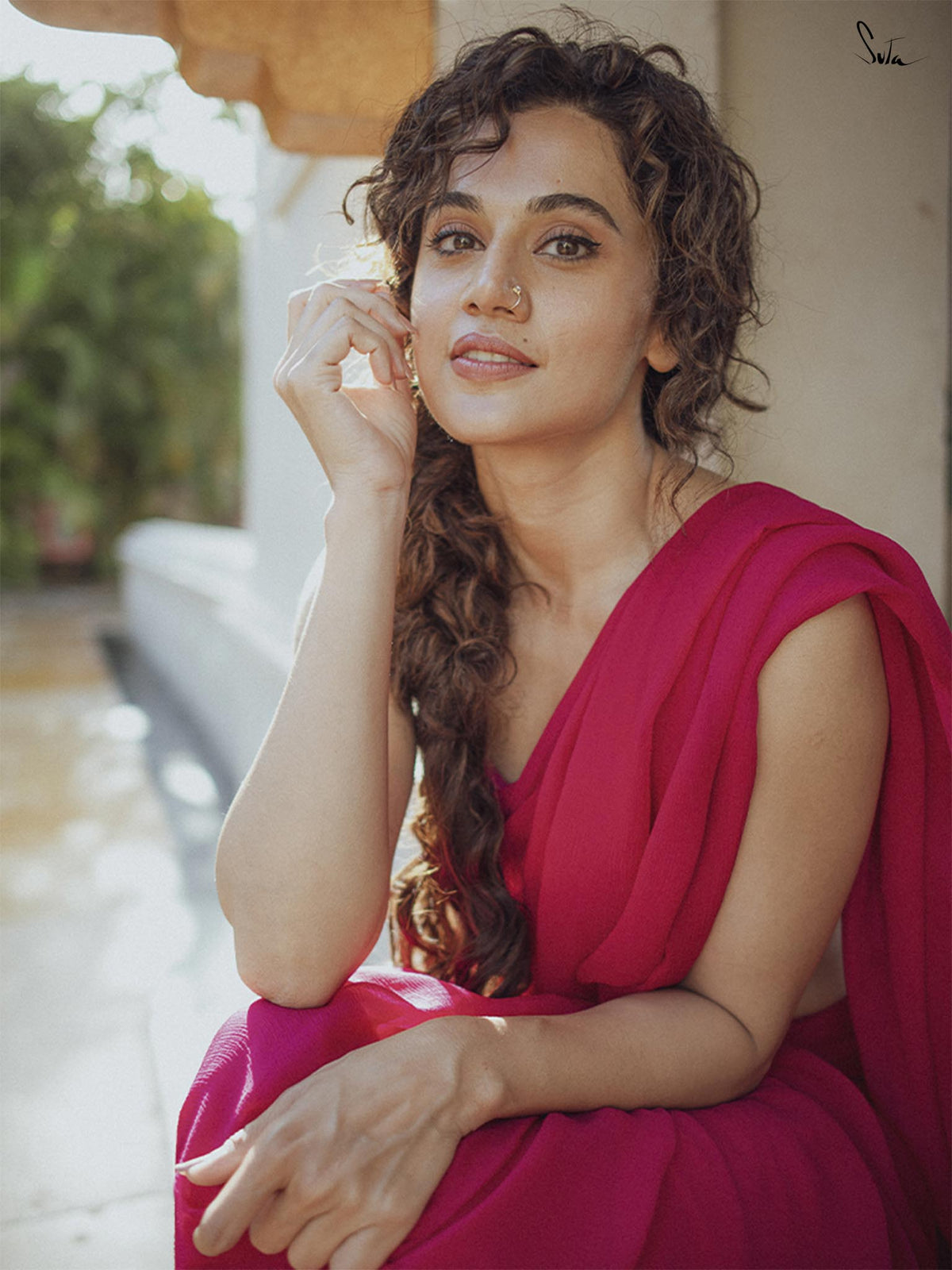 Soft Mulmul Cotton Pink Saree|Strawberry Or Raspberry|Suta