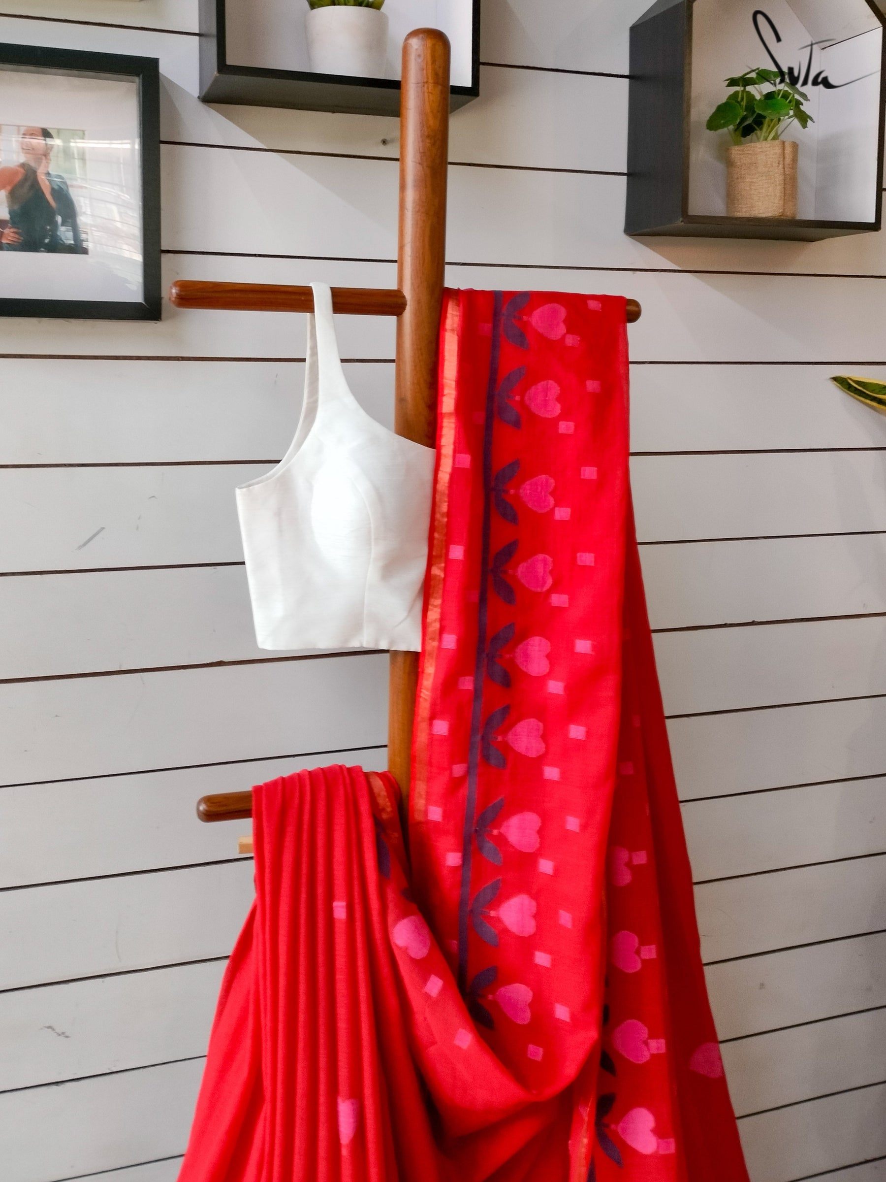 Soft Cotton Designer Saree In Pink|Crimson Nebula|Suta