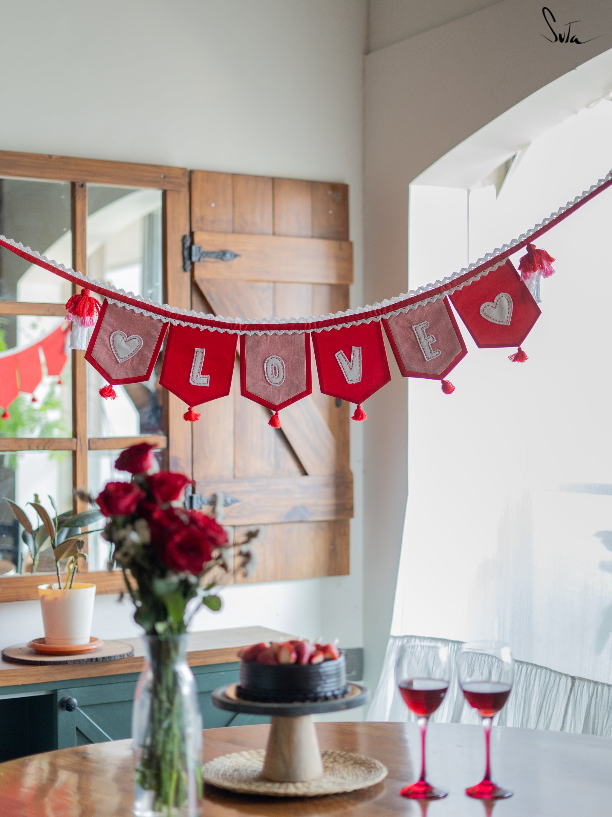 Red Heart Love Bunting For Date Night|Is In The Air|Suta