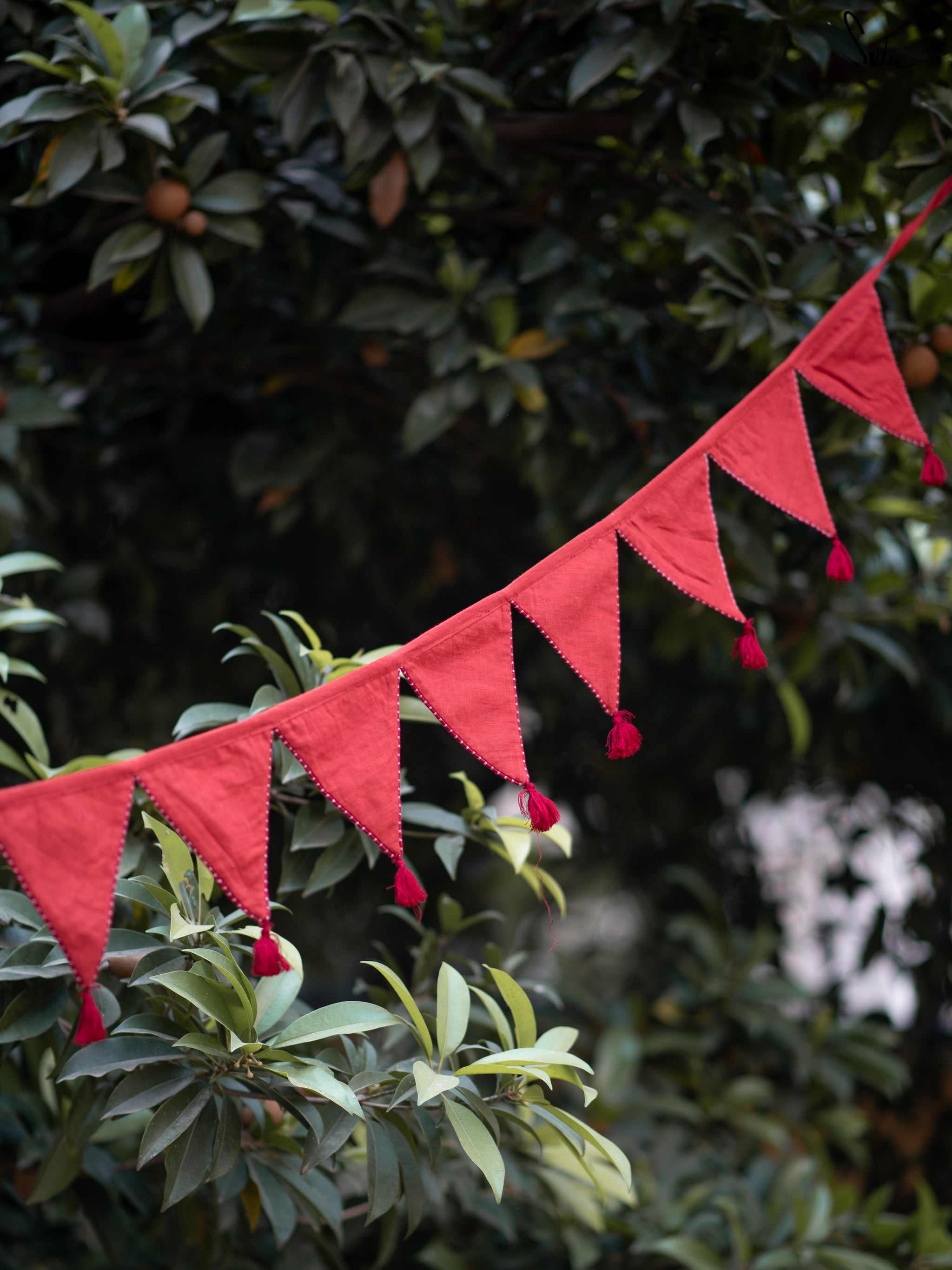 Cotton Fabric Red Bunting For Decor|Ruby|Suta