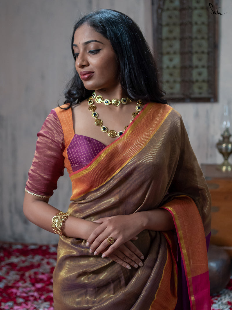 Cotton Silk Sweetheart Neck Blouse In Multicolour|Mrida|Suta