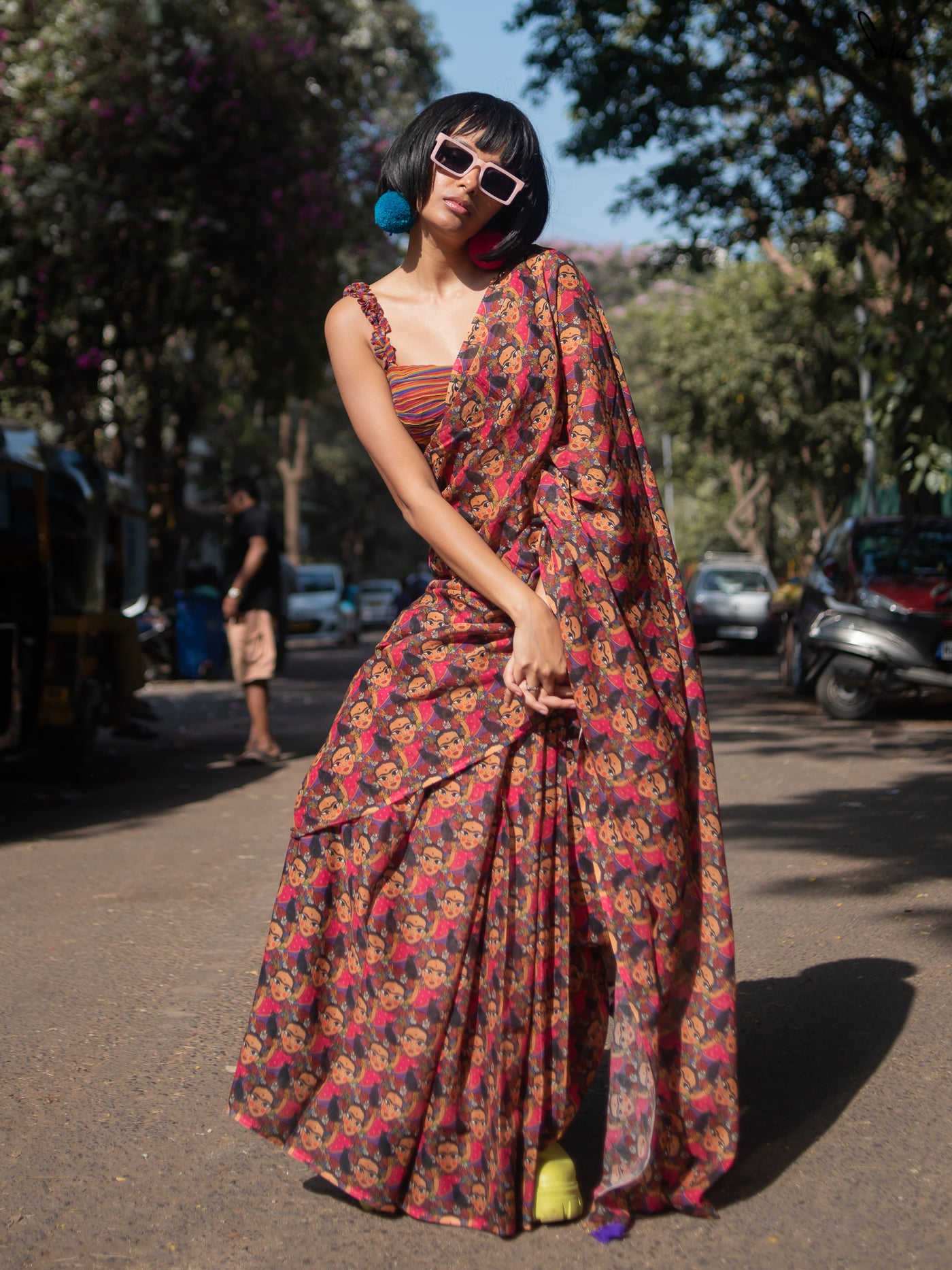 Cotton Quirky Printed Multicolour Saree|Fabulous Frieda|Suta