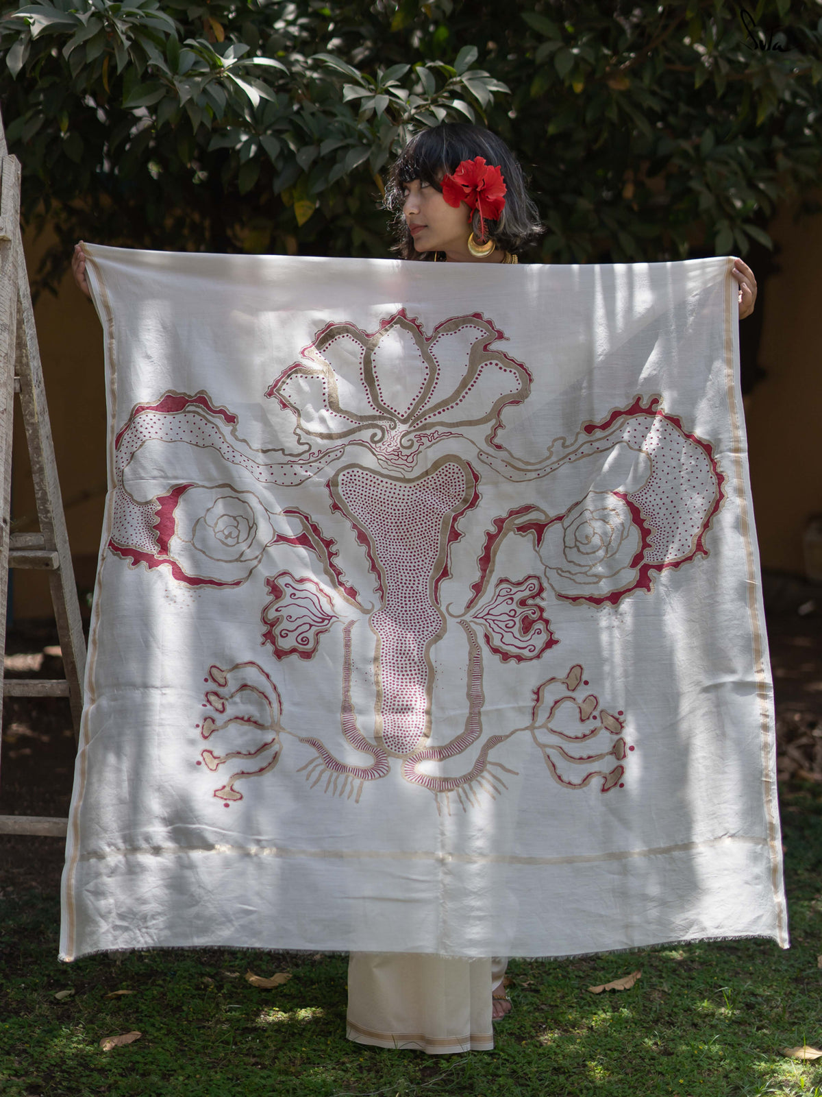 Soft Chanderi Silk Designer Saree In White|Serene Lotus|Suta