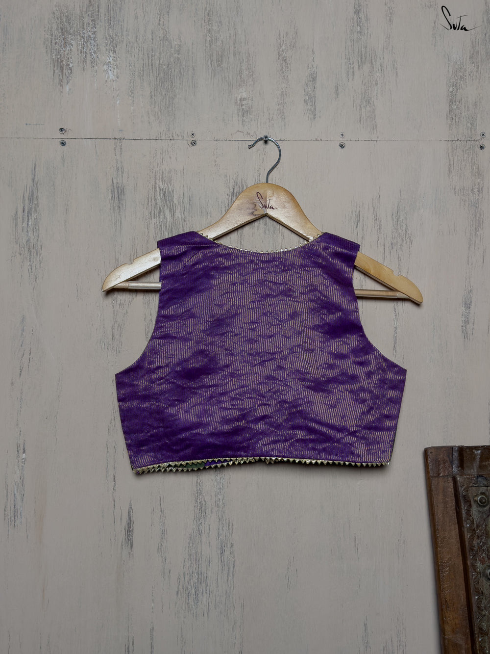 Cotton Silk Violet Sleeveless Blouse With V Neck|Surabhi|Suta