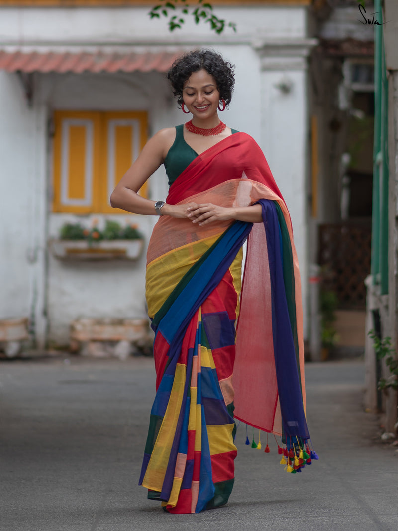 Mul Cotton Multicolour Saree|Perfect Patch|Suta