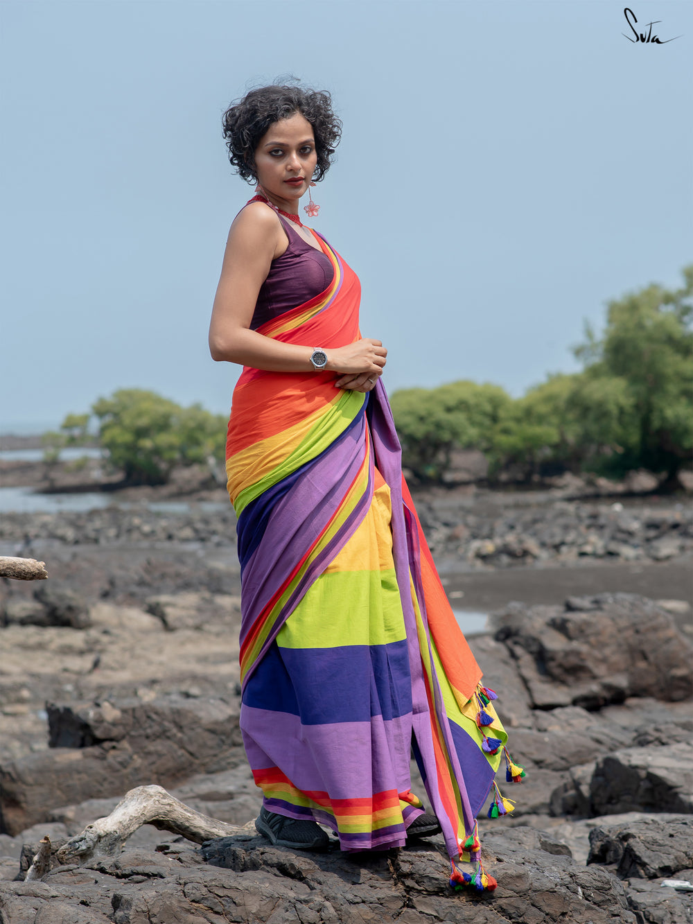 Buy Cotton Multicolour Saree|Ray of Pride|Suta