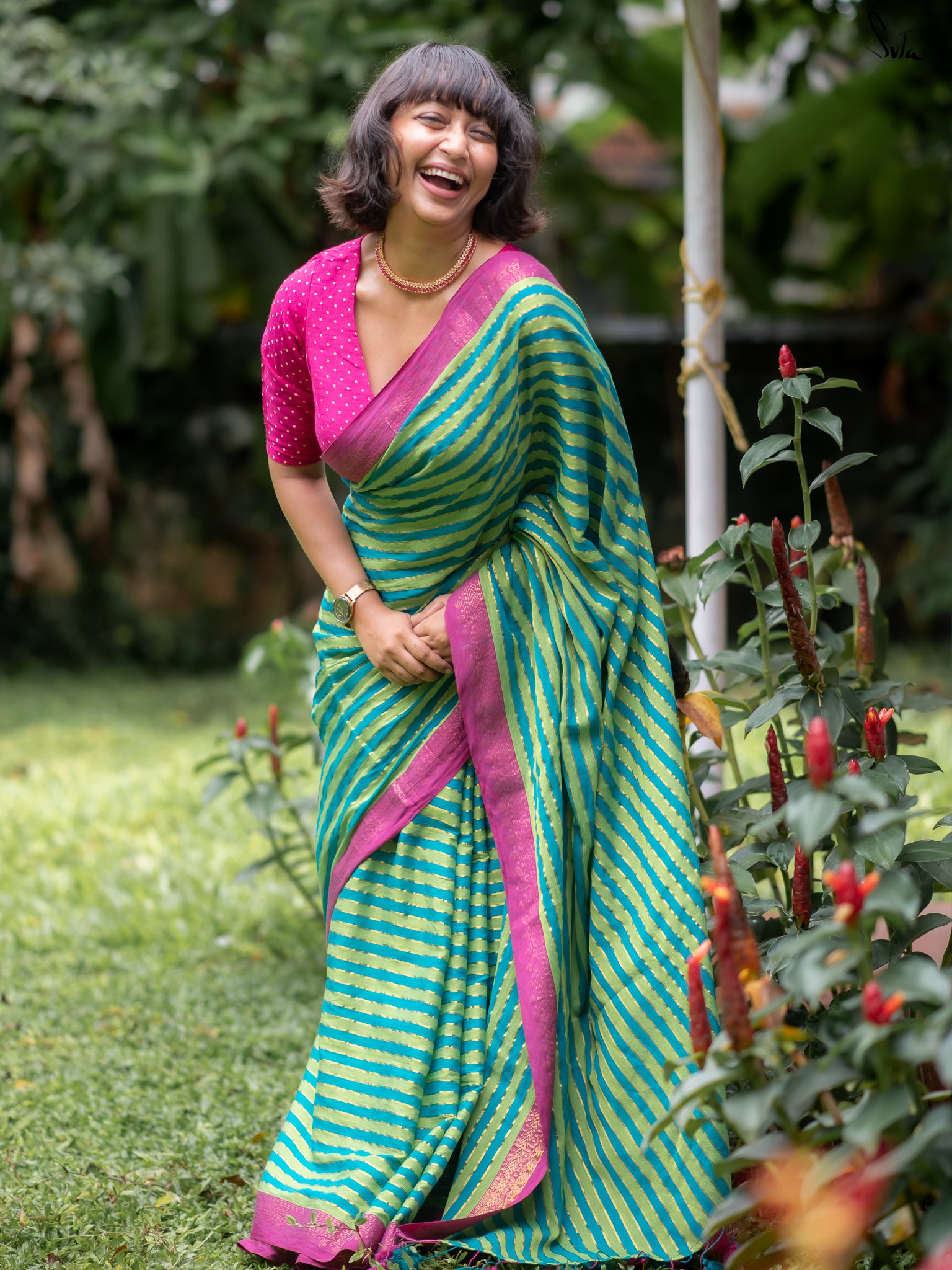 Suta Green Pure Cotton Saree