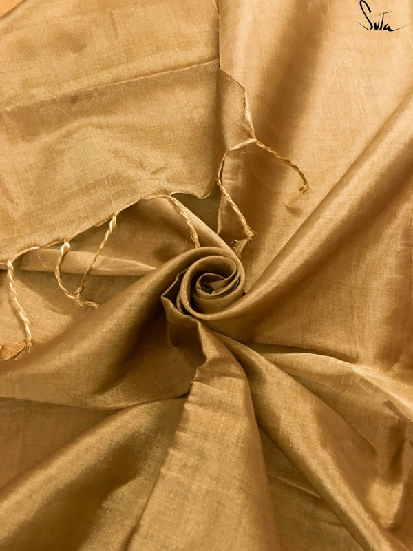 Golden Chanderi Silk Saree With Zari|Aurum|Suta
