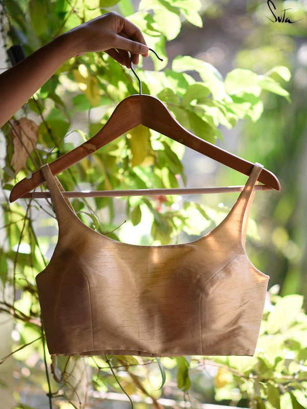Sleeveless Blouse In Cream Colour|Basic Skin|Suta