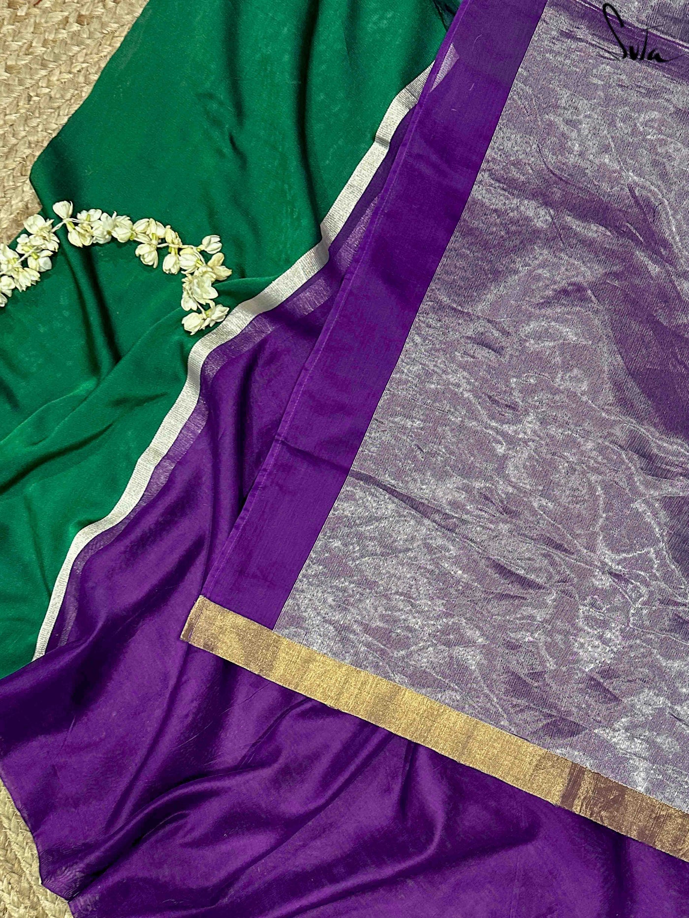 Cotton Silk Green And Blue Saree|Courageous Chitrangada|Suta