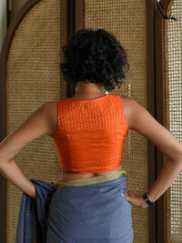 Orange Polyester Sleeveless Blouse With V Neck|Imarti|Suta