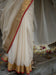 Mulmul Cotton Off White Saree With Tassels|Manjaadi|Suta