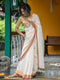 Mulmul Cotton Off White Saree With Tassels|Manjaadi|Suta