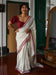 White Soft Cotton Tassel Saree For Onam|Masoom Dil|Suta