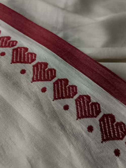 White Soft Cotton Tassel Saree For Onam|Masoom Dil|Suta