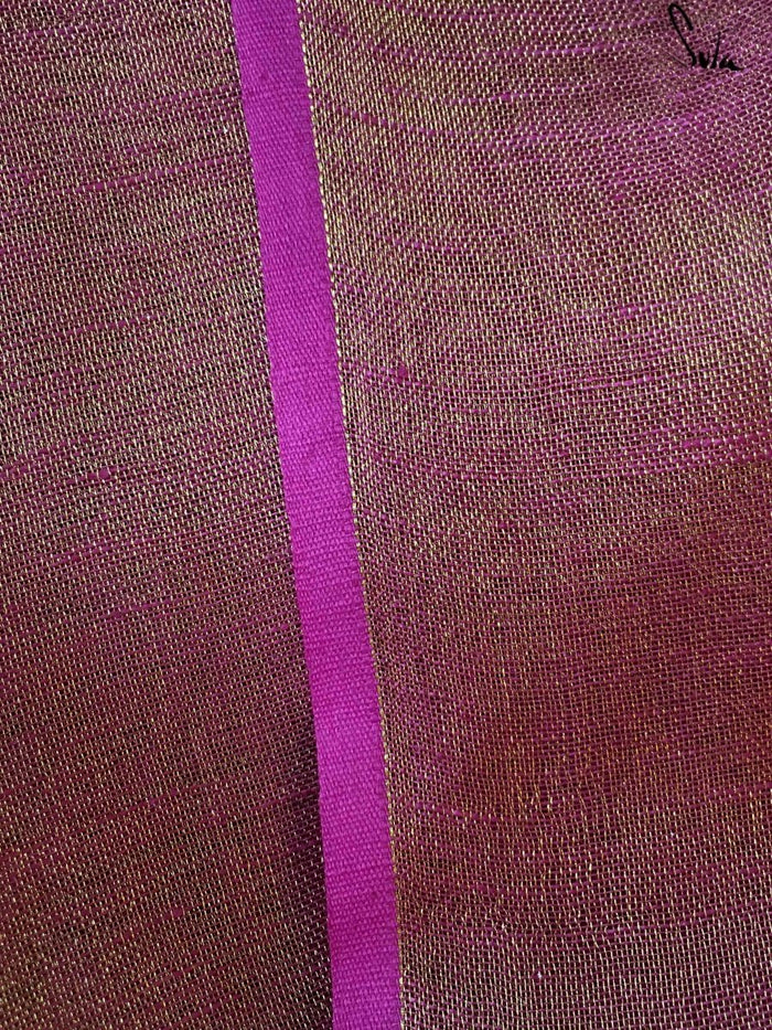 Linen Zari Golden Pink Saree With Tassels|Raga Asavari|Suta