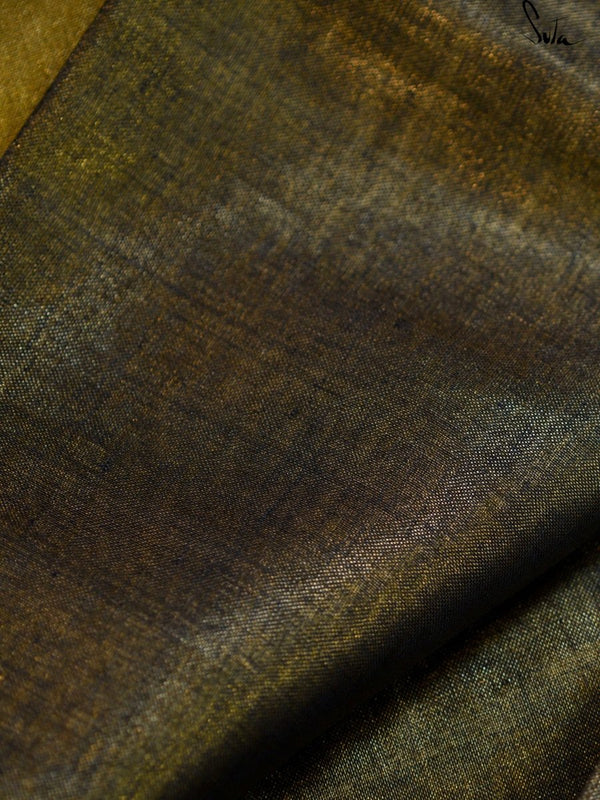 Linen Zari Golden Black Saree With Tassels|Raga Kafi|Suta