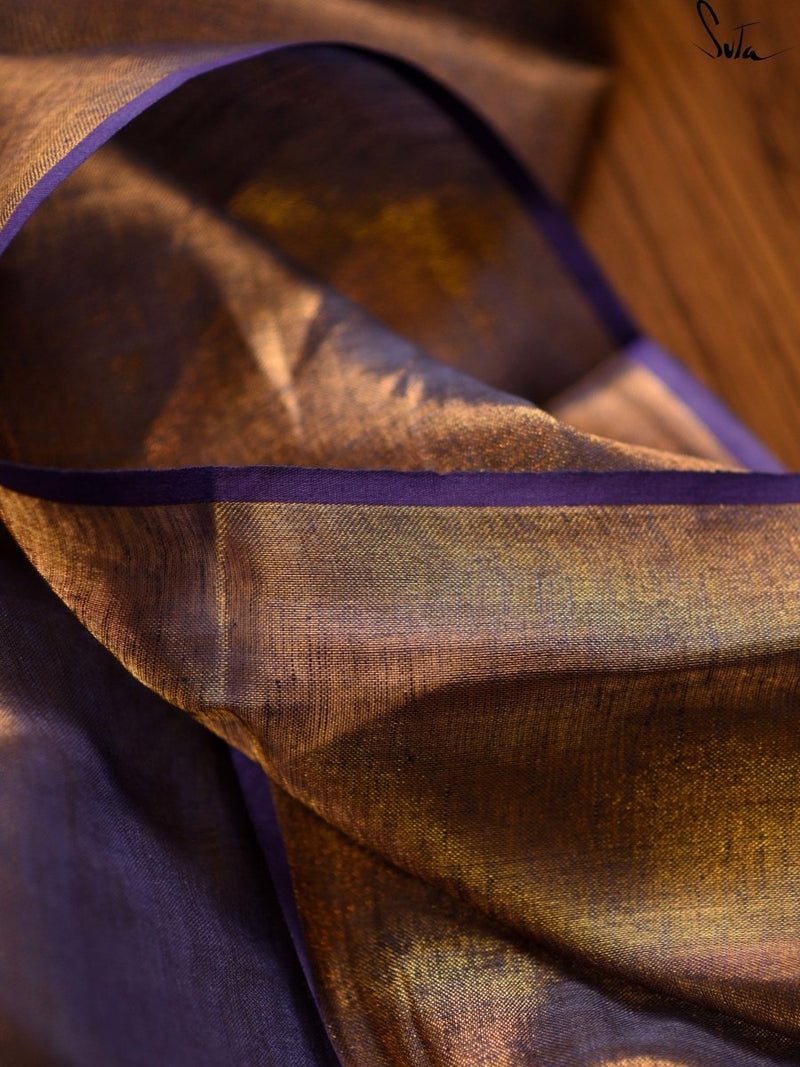 Grey And Purple Saree With Blouse Piece|Raga Megh Malhar|Suta