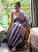 Grey And Purple Saree With Blouse Piece|Raga Megh Malhar|Suta
