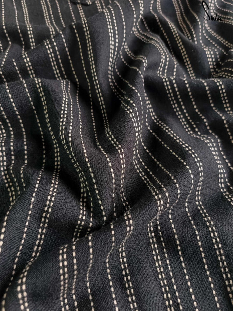 Full Sleeve Cotton Black Kurta For Men|Sawli Dhoop|Suta