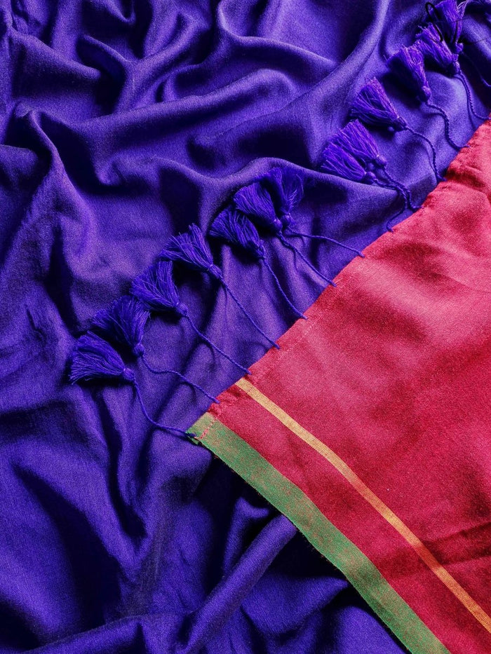 Cotton Acrylic Red And Blue Saree|Sindhoori Nadiya|Suta