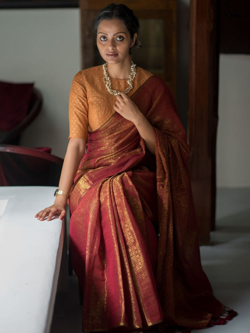 Handloom Cotton Zari Saree With Tassels|Vaidehi Sehmat||Suta