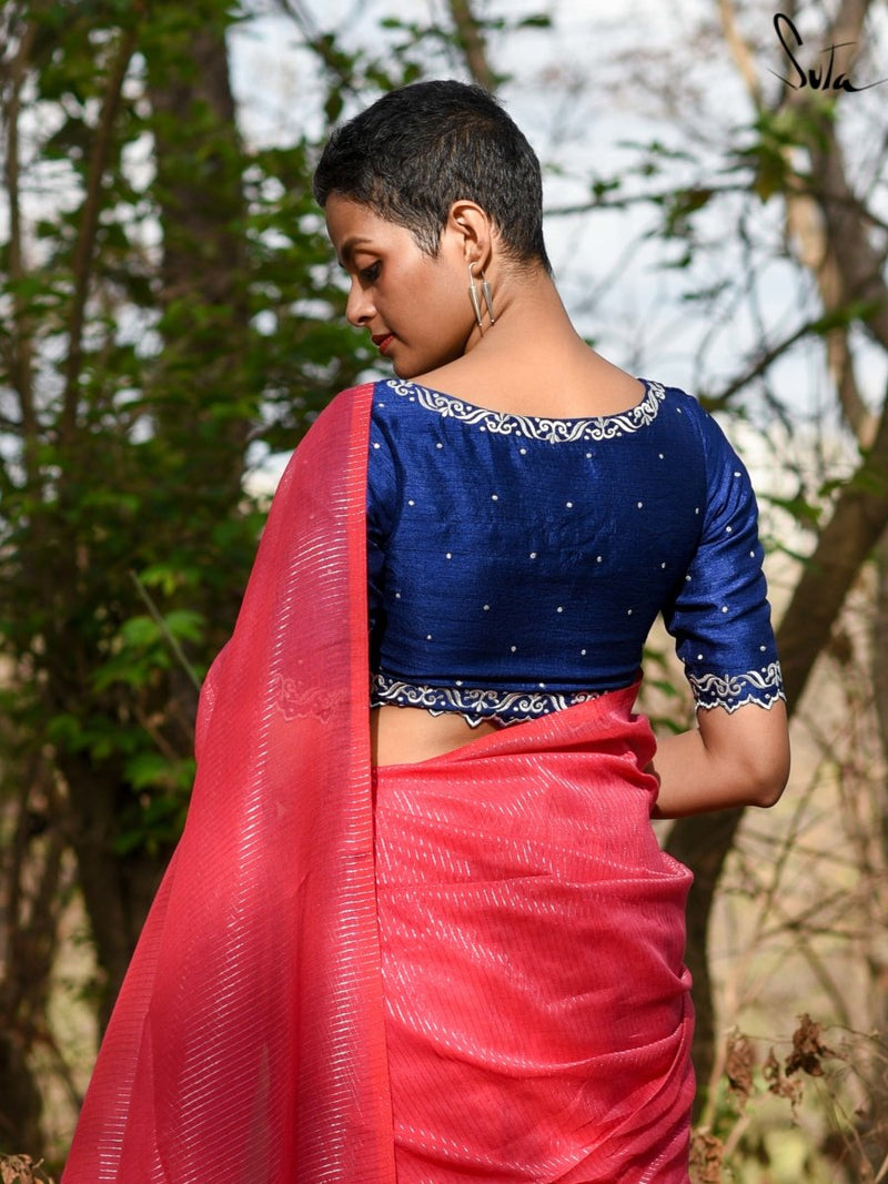 Blue Viscose Blend Blouse|Aasmani ki Parchaai|Suta