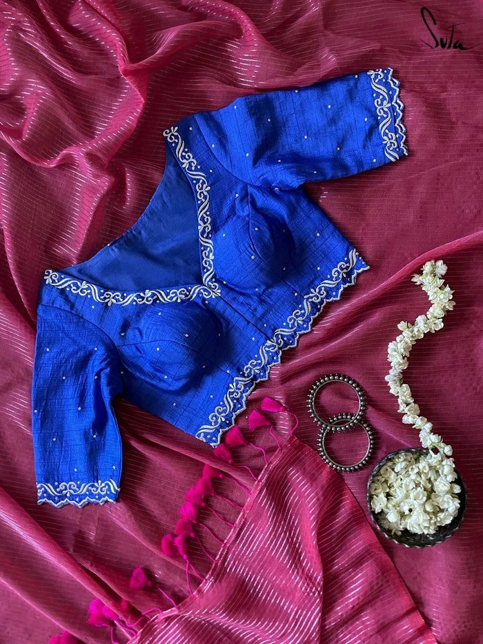 Blue Viscose Blend Blouse|Aasmani ki Parchaai|Suta