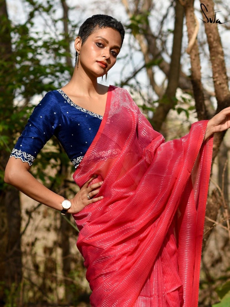 Blue Viscose Blend Blouse|Aasmani ki Parchaai|Suta