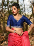 Blue Viscose Blend Blouse|Aasmani ki Parchaai|Suta
