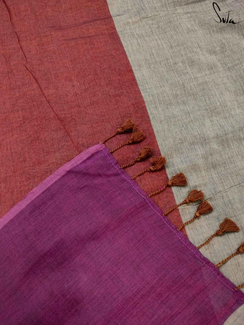 Cotton Multicolor Saree With Tassels|Asters And Peonies|Suta