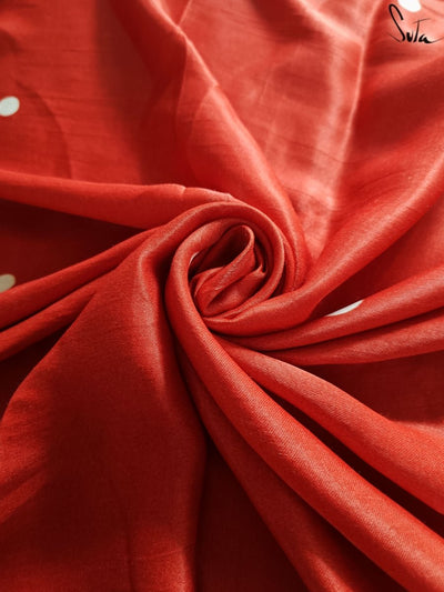 Modal Printed Polka Dot Orange Saree|Barfila Tyohar|Suta