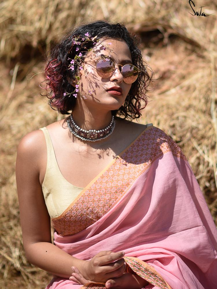 Sleeveless Blouse In Cream Colour|Basic Skin|Suta
