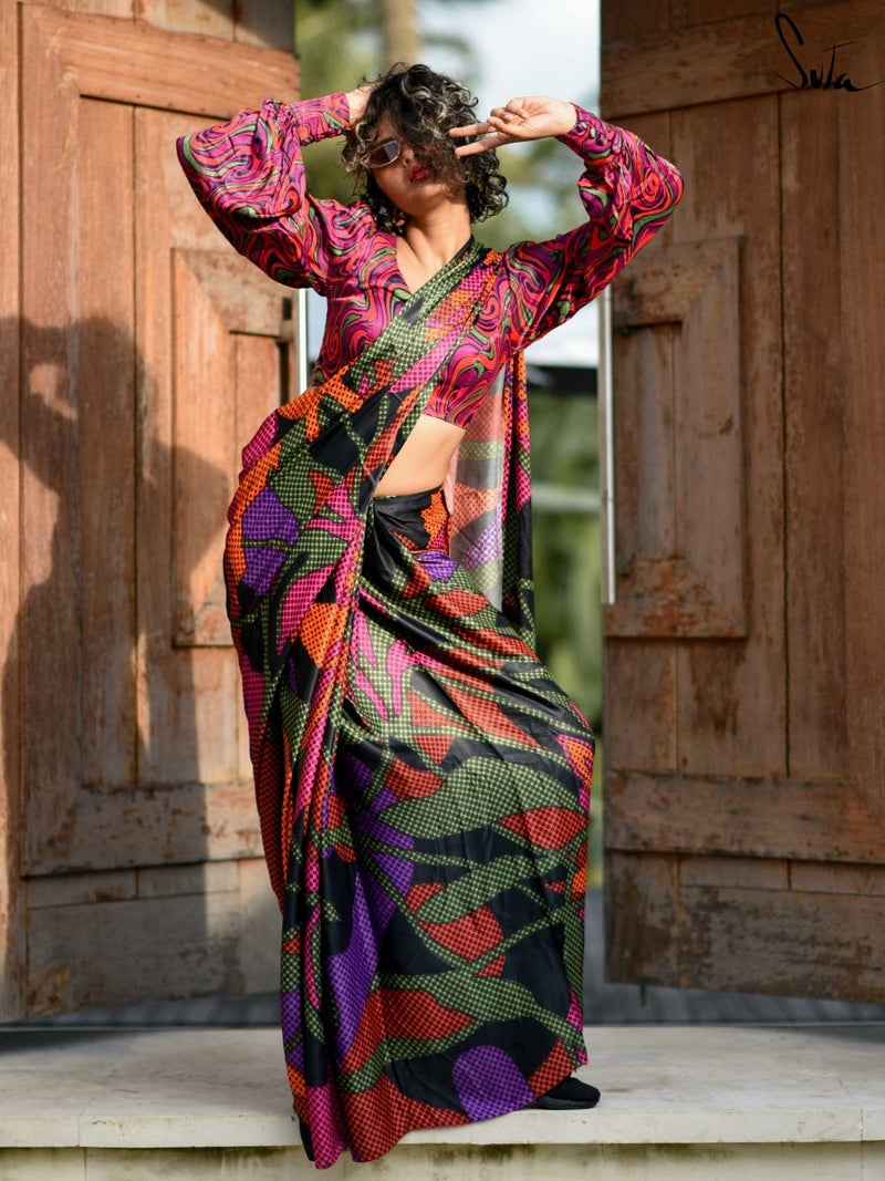 Modal Viscose Multi Color Soft Saree|Flower Freckles|Suta