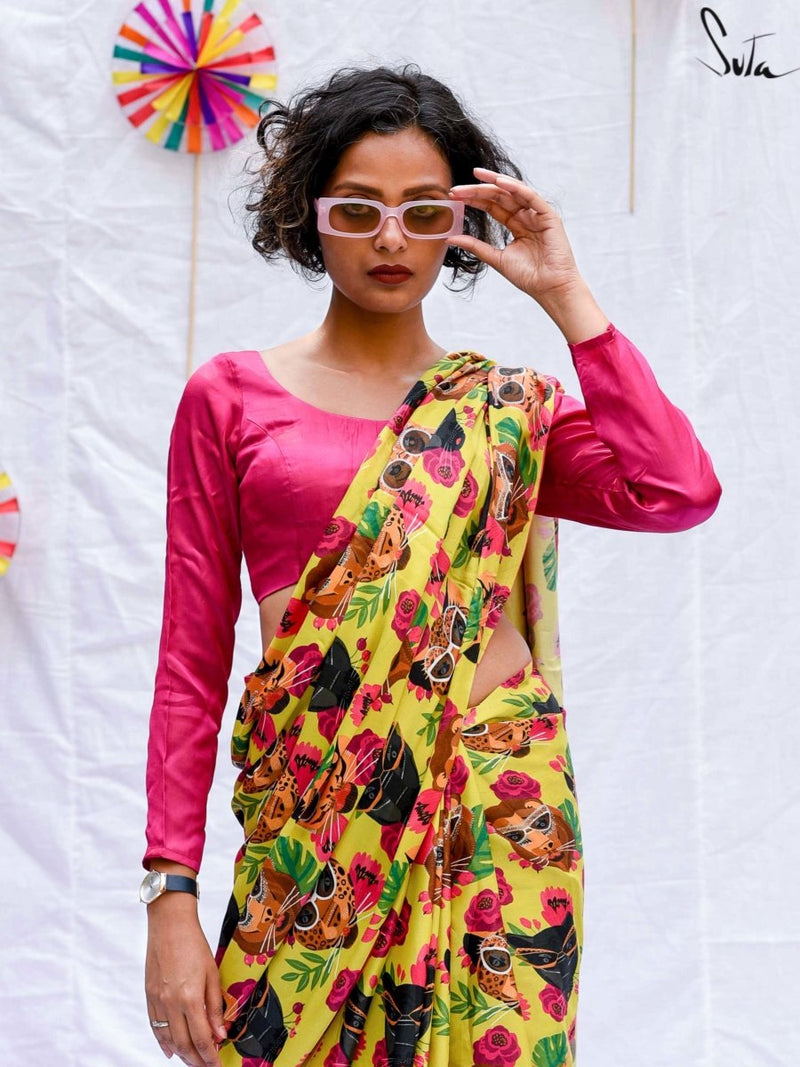 Padded U Neck Full Sleeve Blouse In Pink|Gulabi Pankh|Suta