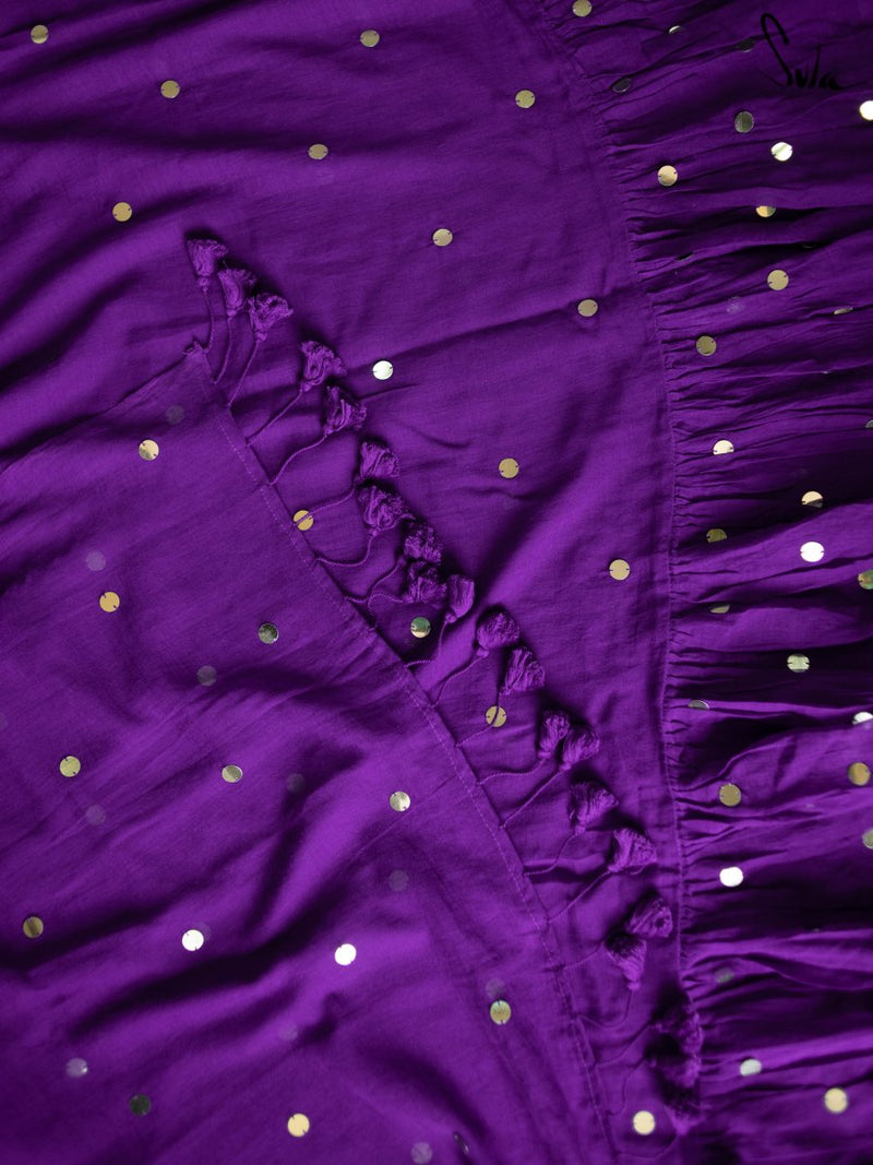 Purple Mulmul Cotton Ruffle Saree|Macarons For Lunch|Suta