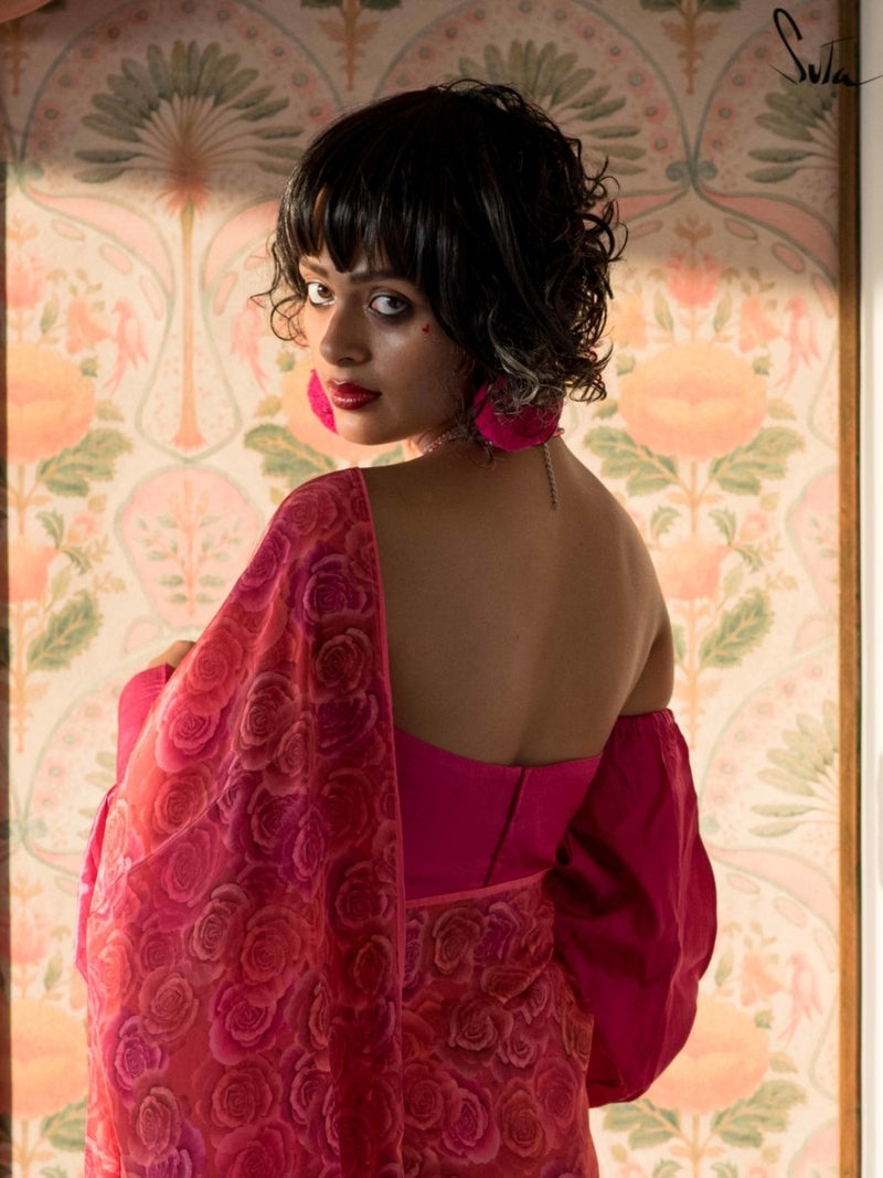 Modal Sweetheart Neckline Pink Sleeveless Blouse|Panchi Banu|Suta