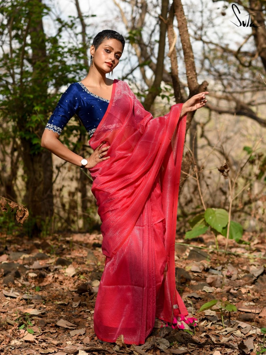 Pink Cotton Zari Saree|Playful Sitara|Suta – suta