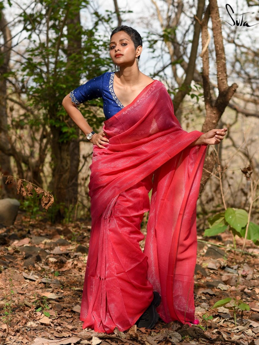 Pink Cotton Zari Saree|Playful Sitara|Suta – suta