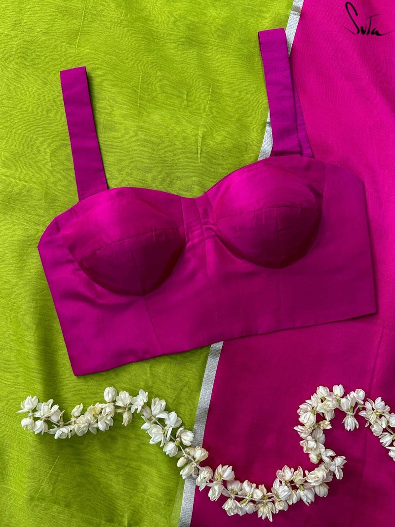 Pink Sleeveless Blouse With Sweetheart Neckline|Pushkara|Suta