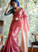 Linen Zari Pink Golden Saree With Blouse Piece|Raga Abhogi|Suta