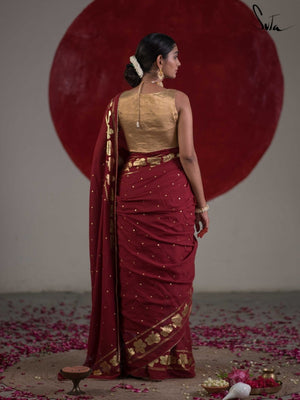 Mul Cotton Red Saree For Durga Puja|Rokto Joba|Suta