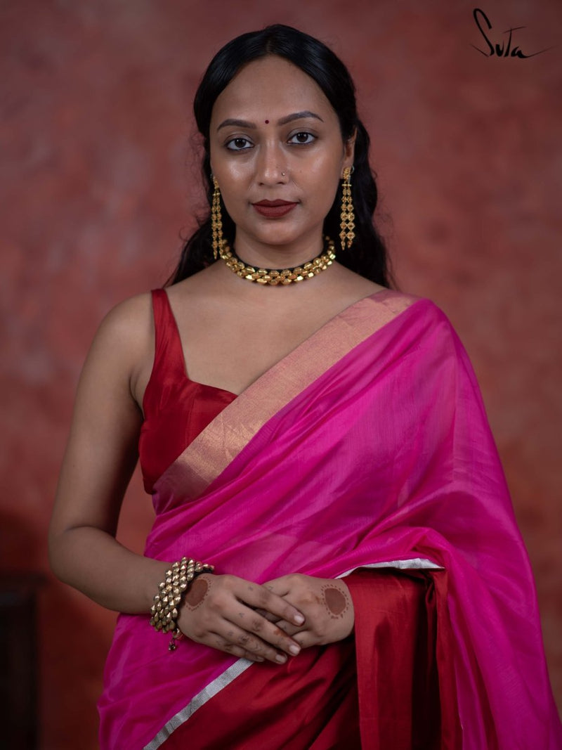 Silk Padded Sleeveless Blouse In Maroon|Rudrani|Suta