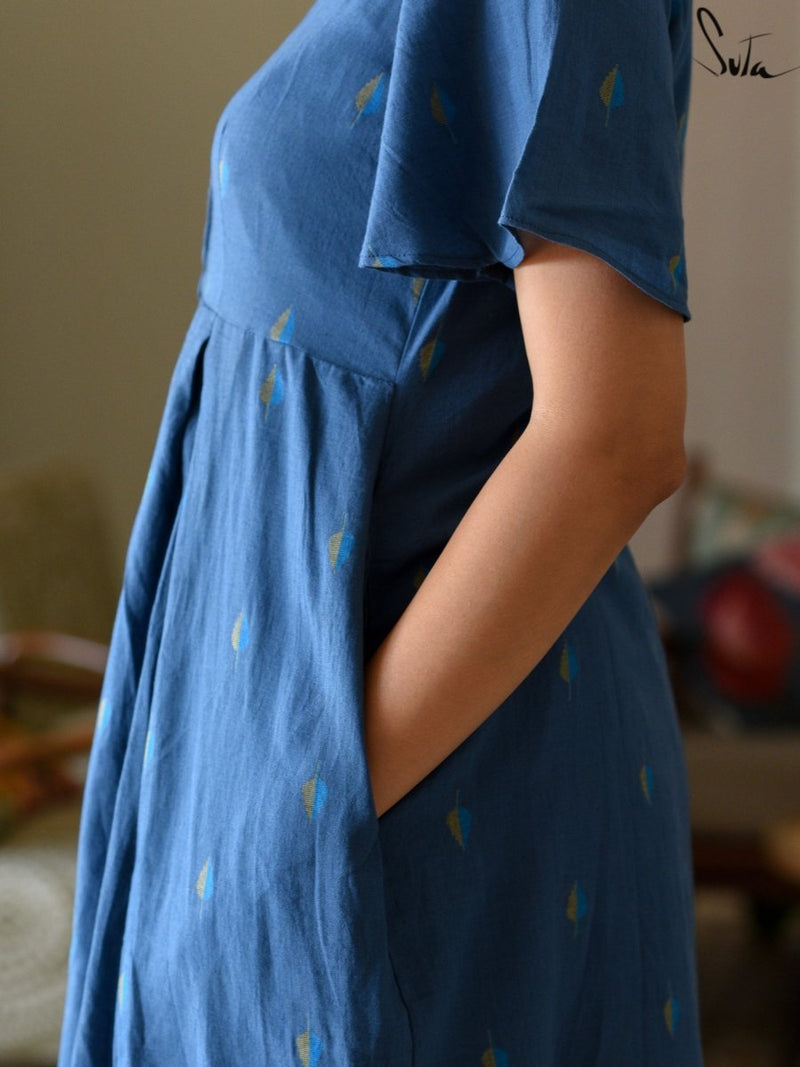 One Piece Cotton Blue Dress With V Neck|Shimla Mein Saugandh|Suta
