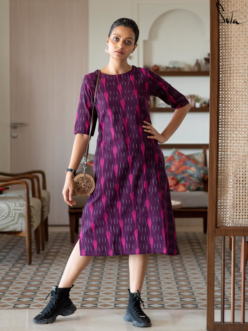 One Piece Cotton Purple Dress|Weaving Through Wayanad|Suta