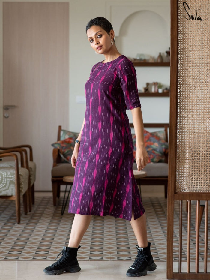 One Piece Cotton Purple Dress|Weaving Through Wayanad|Suta